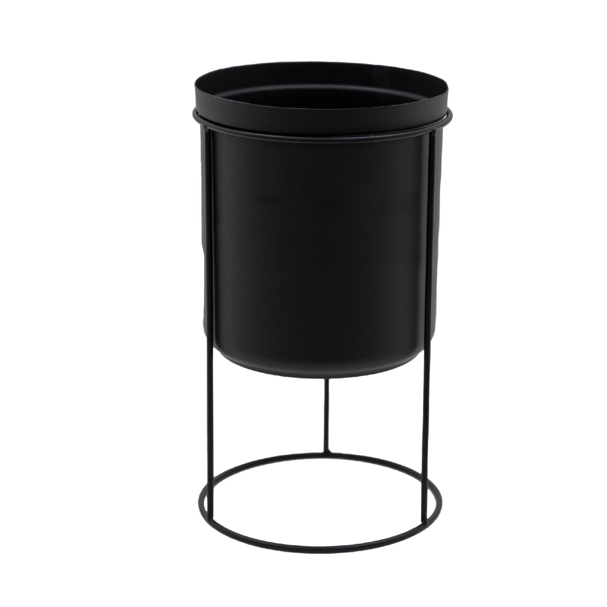 Plantenpot met houder zwart 32 x 18 cm
