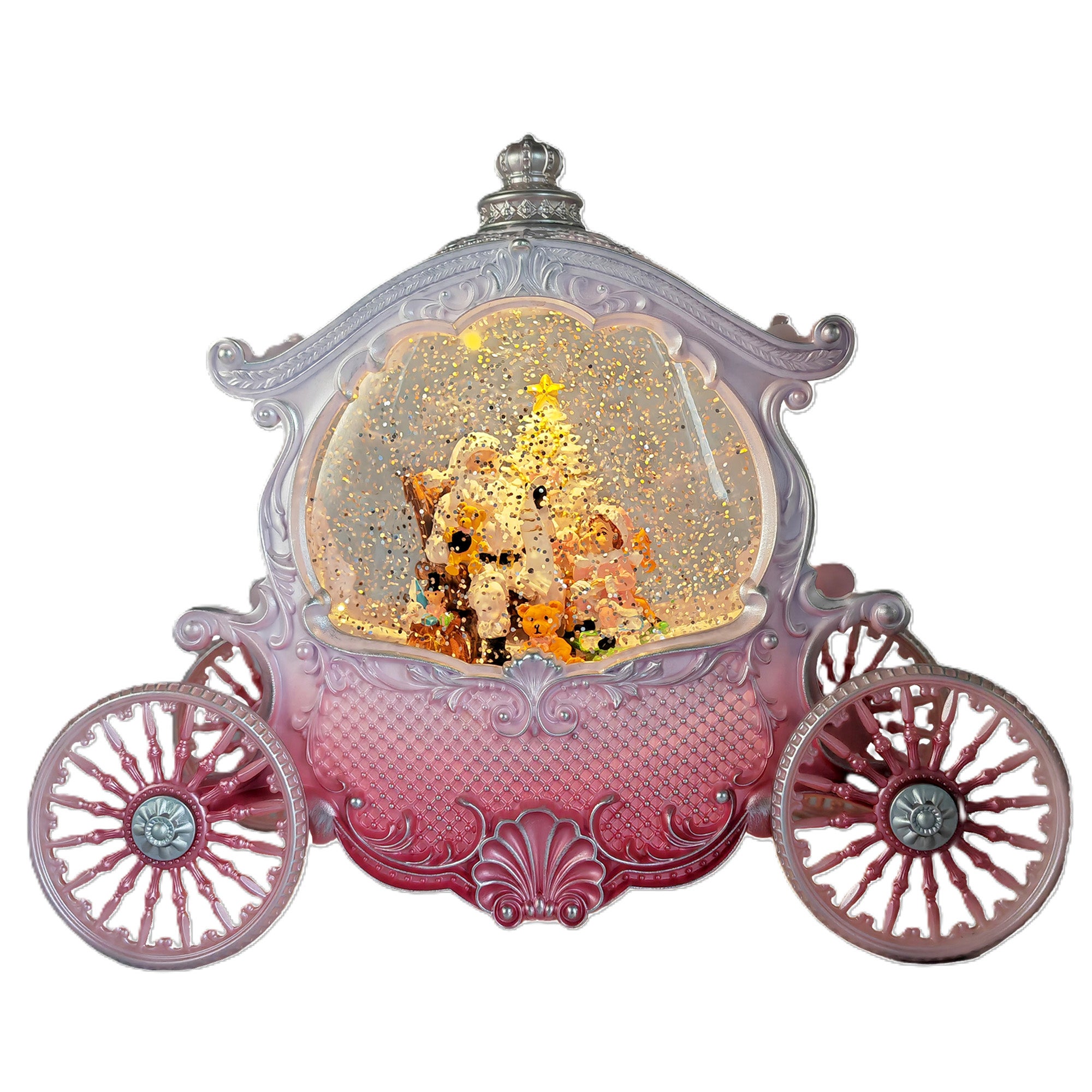 Koets glitter 26cm Roze